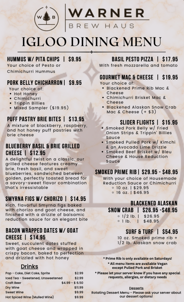 Igloo Dining Experience – Warner Vineyards